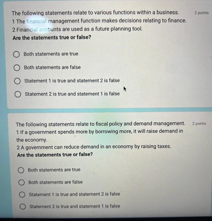 Solved The following statements relate to various functions | Chegg.com