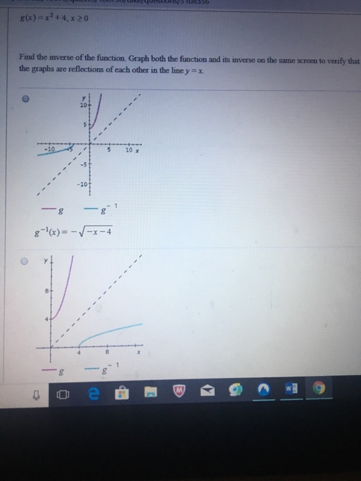 Solved g(x)-2+4,x20 Find the inverse of the function. Graph | Chegg.com