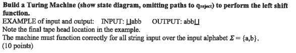 Build a Turing Machine (show state diagram, omitting | Chegg.com