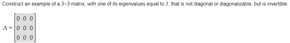 Solved Construct an example of a 3x3 matrix, with one of its | Chegg.com