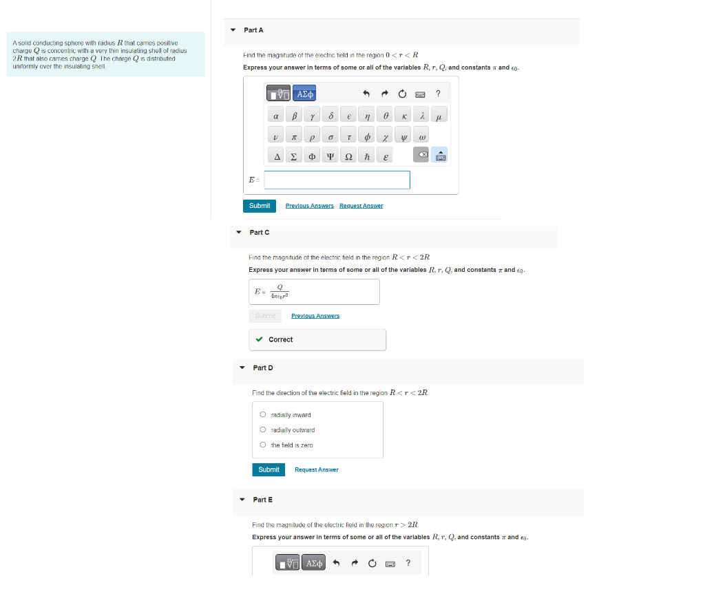 Solved A solid conducting sphere with radius R that carrics | Chegg.com