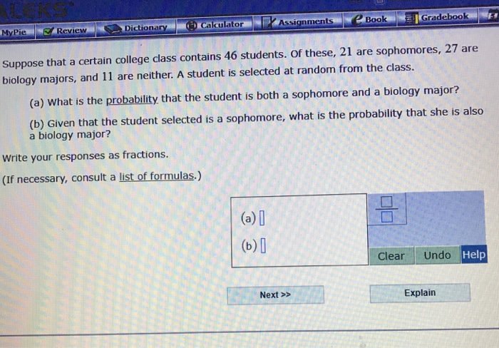 Solved LEKS Pie Review Dictionary Calculator Assignment Book | Chegg.com