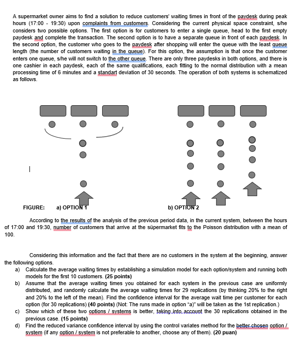 Solved A supermarket owner aims to find a solution to reduce | Chegg.com
