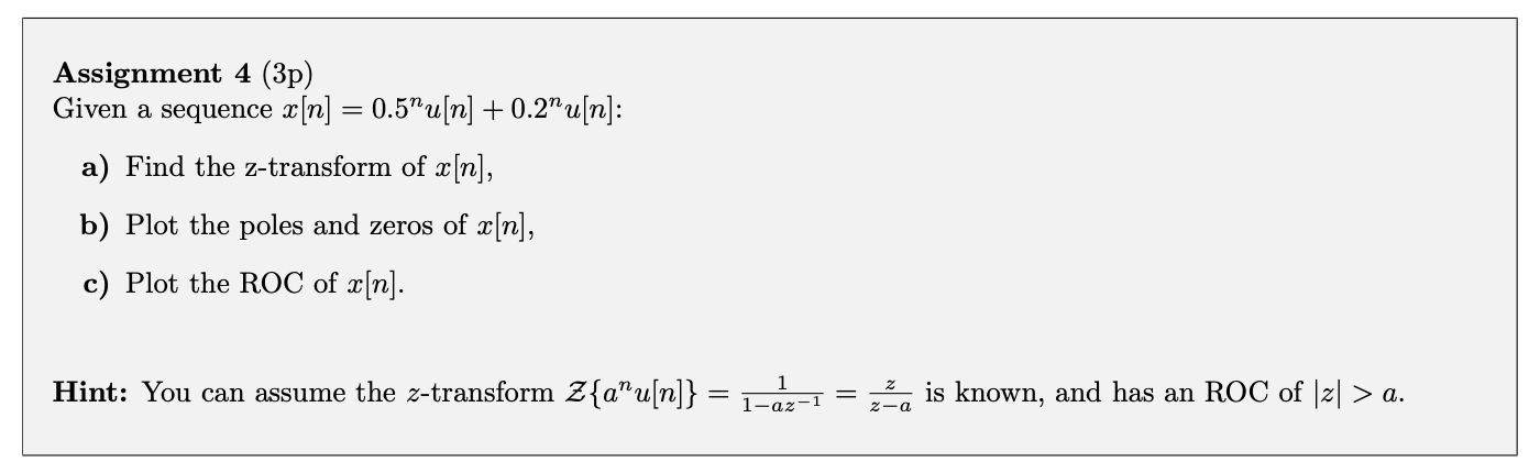 Solved Assignment 4 (3p) Given a sequence | Chegg.com