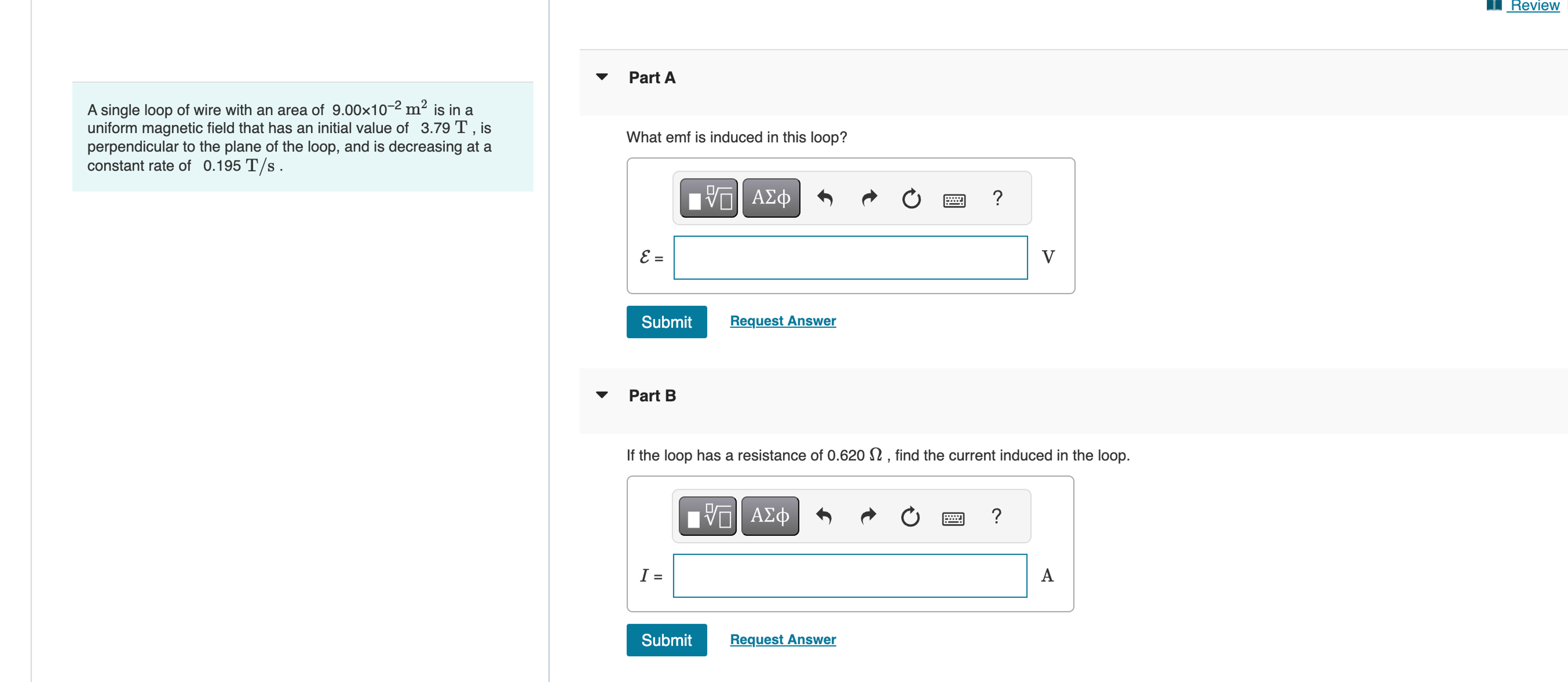 Solved A single loop of wire with an area of 9.00×10-2m2 ﻿is | Chegg.com