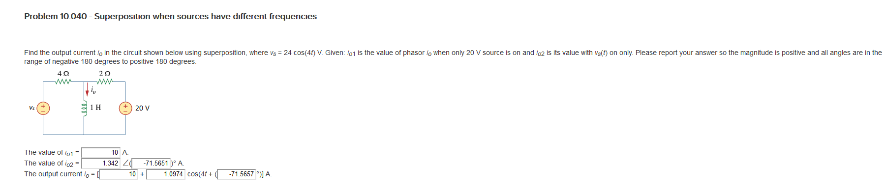 Solved Problem 10.040 - Superposition when sources have | Chegg.com