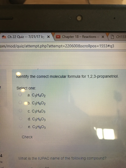 Solved Identify the correct molecular formula for 1, 2, | Chegg.com