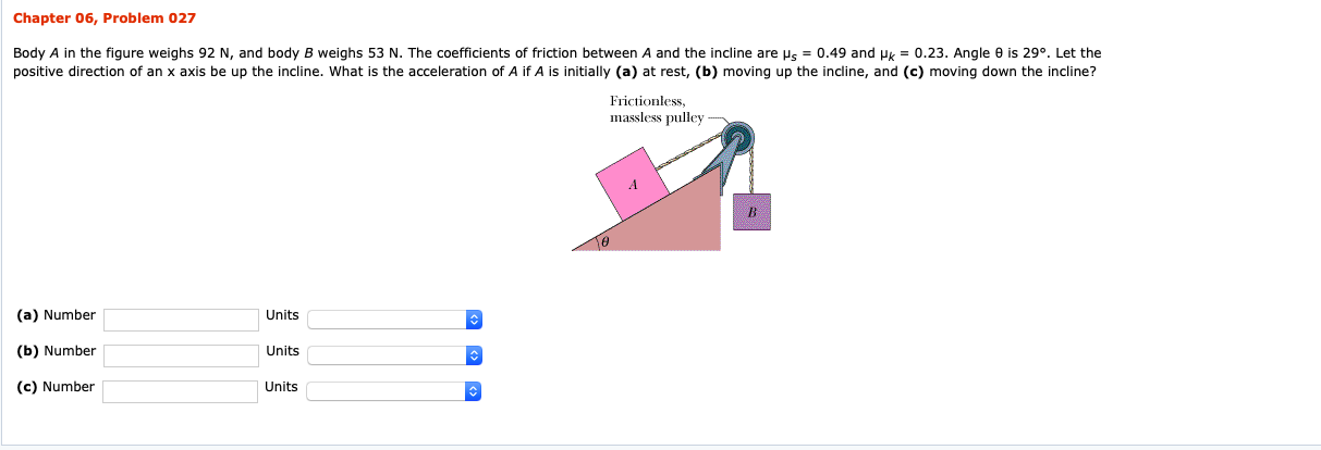 Solved Chapter 06, Problem 027 Body A in the figure weighs | Chegg.com