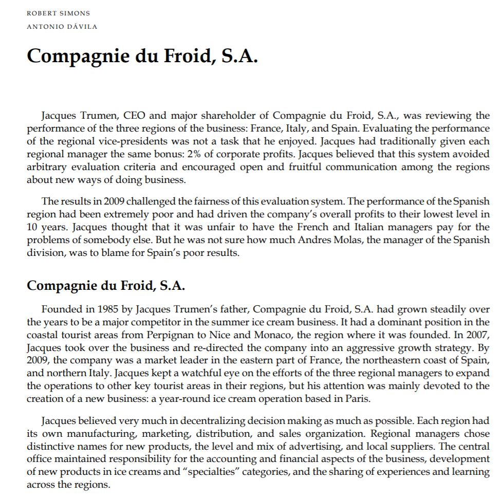 ROBERT SIMONS ANTONIO DÁVILA Compagnie du Froid, S.A | Chegg.com