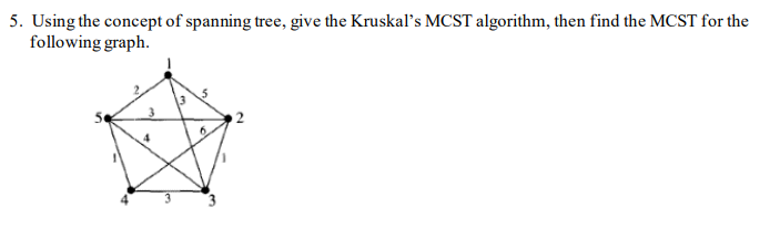 Solved 5. Using the concept of spanning tree, give the | Chegg.com