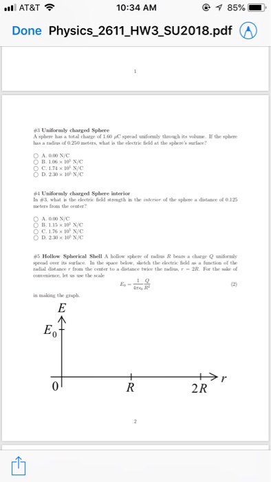 Solved Gauss's Law and Electric Potential Energy: Physics | Chegg.com
