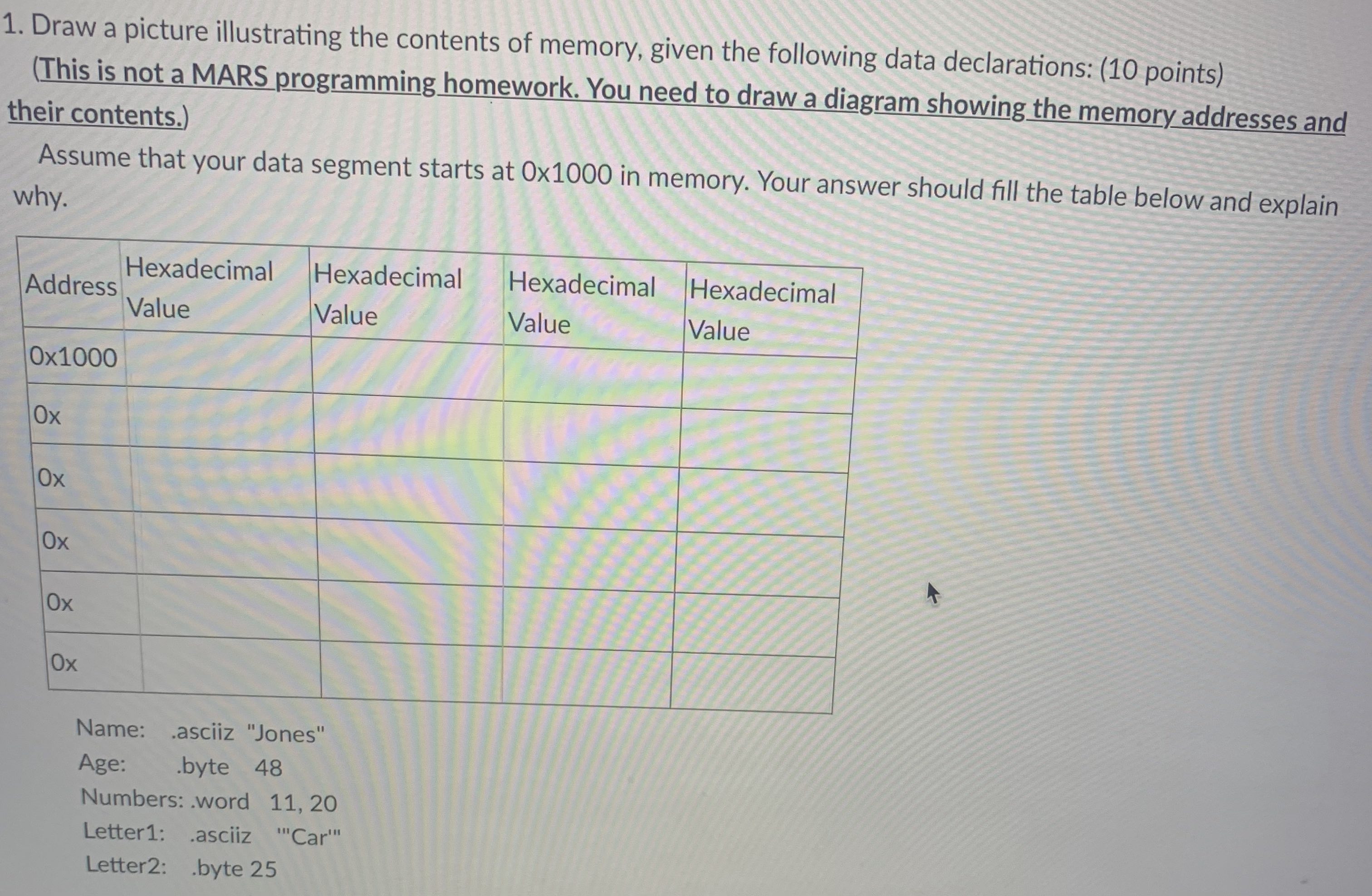Solved 1. Draw a picture illustrating the contents of | Chegg.com