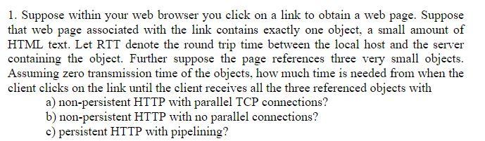 Solved 1. Suppose within your web browser you click on a | Chegg.com