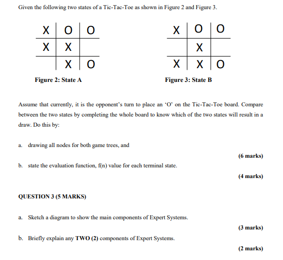 Solved Given the following two states of a Tic-Tac-Toe as | Chegg.com