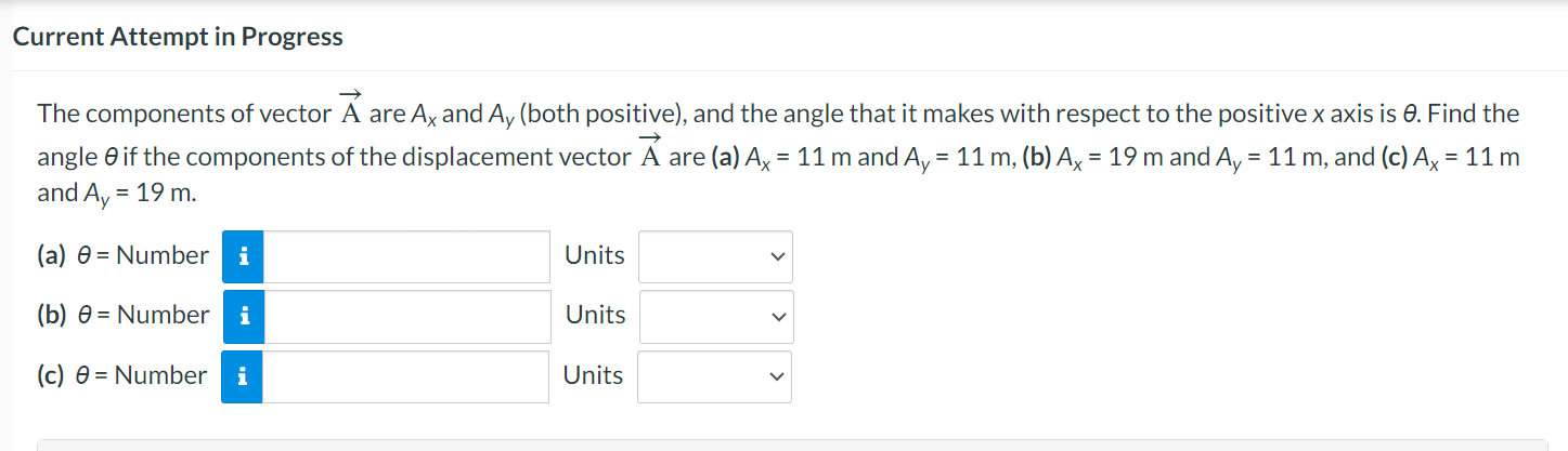 Solved Current Attempt in ﻿ProgressThe components of ﻿vector | Chegg.com