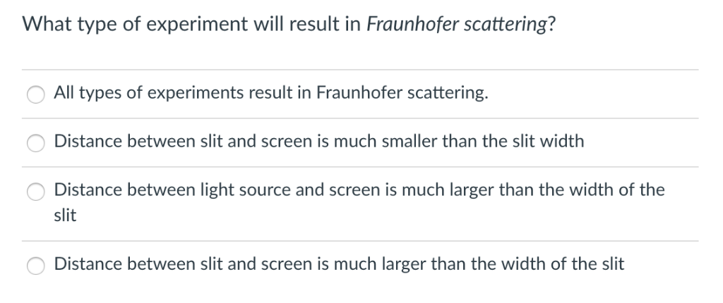 Solved What type of experiment will result in Fraunhofer | Chegg.com