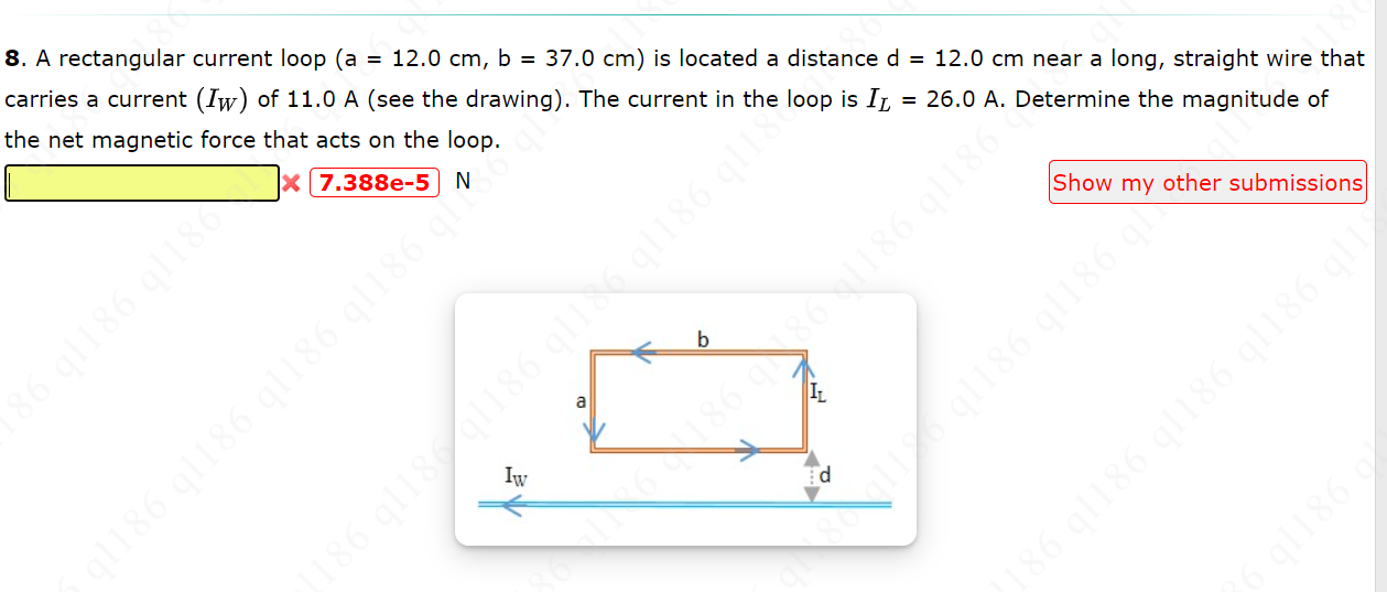 Solved 8. A rectangular current loop (a = 12.0 cm, b = 37.0 | Chegg.com