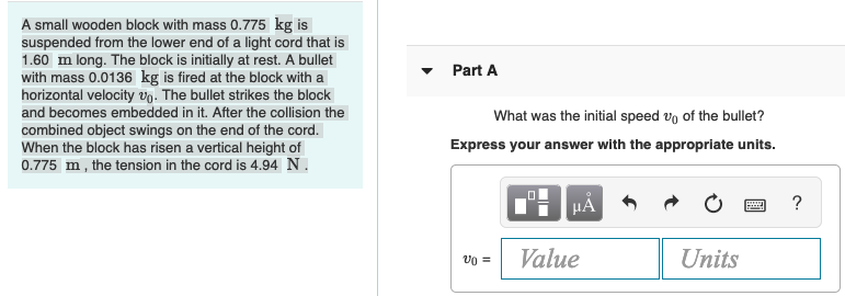 Solved Part A A small wooden block with mass 0.775 kg is | Chegg.com
