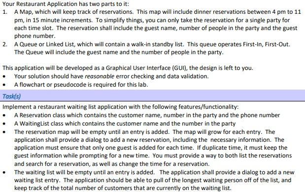 Solved Your Restaurant Application has two parts to it 1. A | Chegg.com