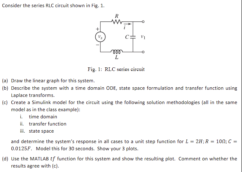Consider the series RLC circuit shown in Fig. 1. R w | Chegg.com