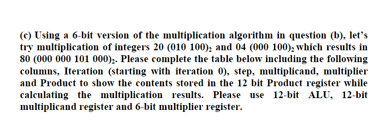 (C) Using a 6-bit version of the multiplication | Chegg.com