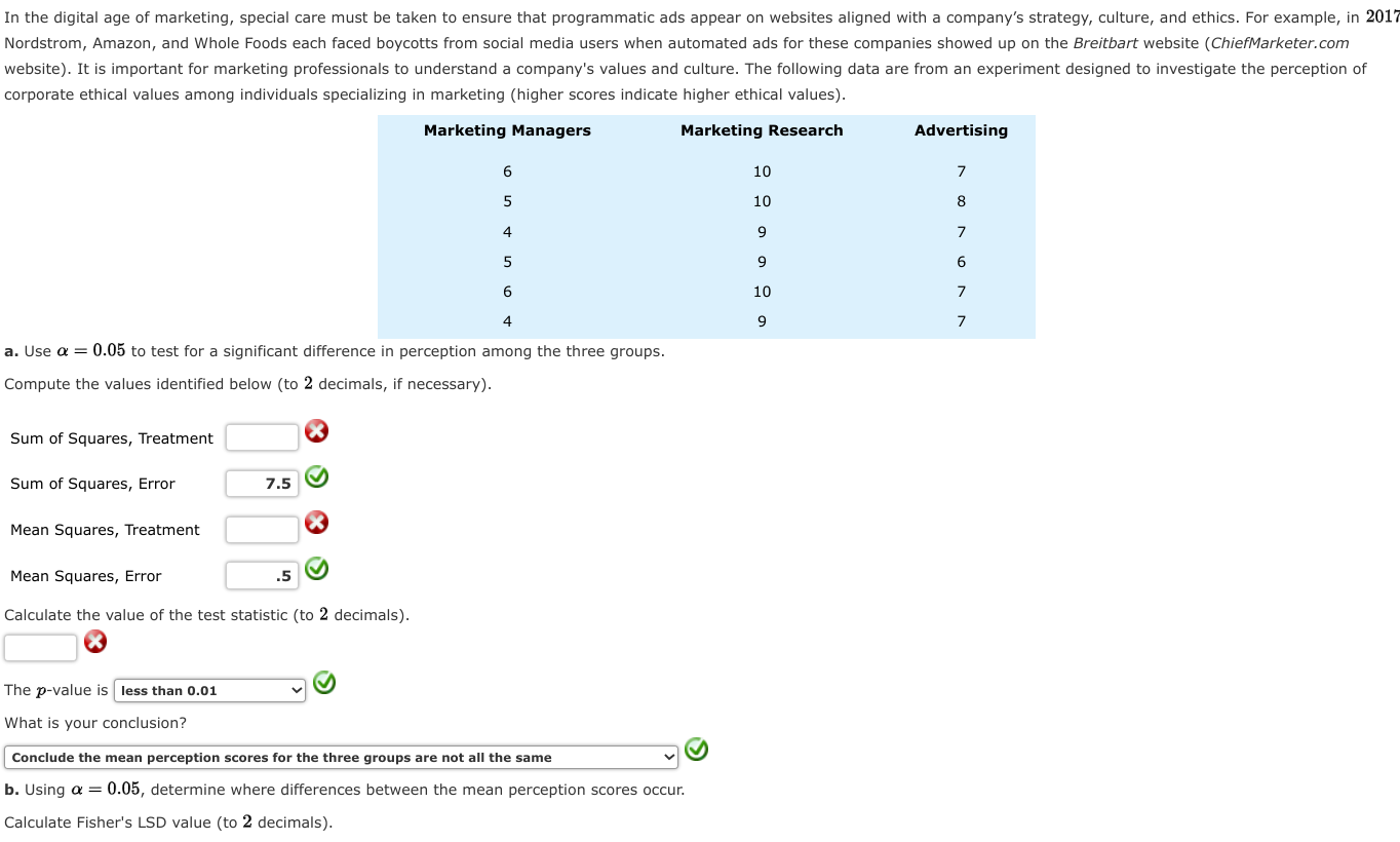 Solved What is your conclusion? Conclude the mean perception | Chegg.com