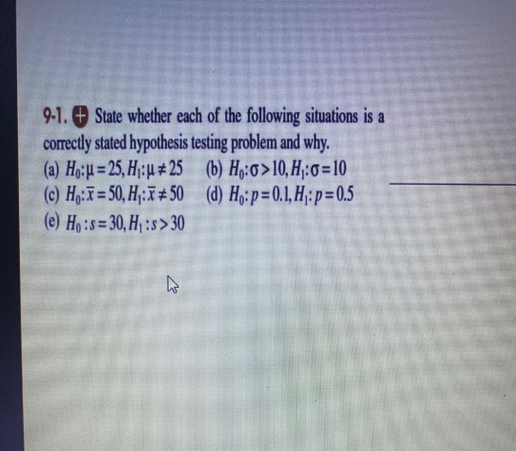 Solved 9-1. State whether each of the following situations | Chegg.com