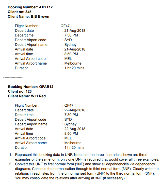 Solved A travel agency manages flight bookings for its | Chegg.com