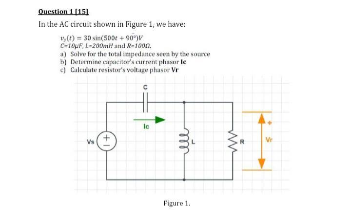 Solved n the AC circuit shown in Figure 1, we have: | Chegg.com