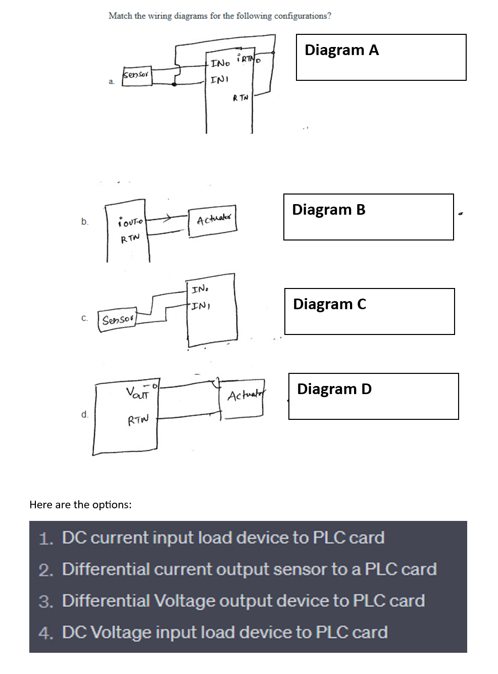 Solved Match the wiring diagrams for the following | Chegg.com