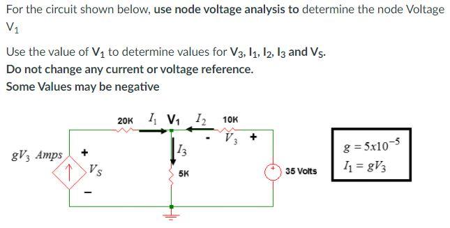 Solved For the circuit shown below, use node voltage | Chegg.com