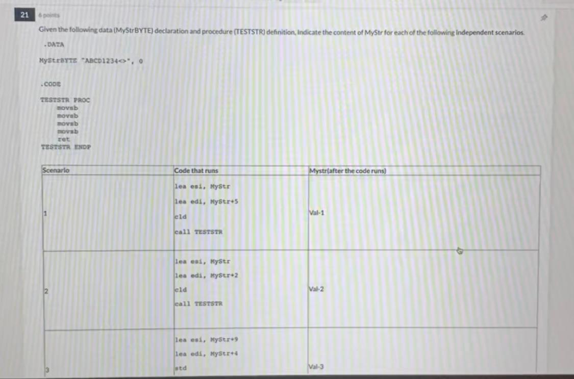 Solved Given the following data (MyStrBYTE) declaration and | Chegg.com