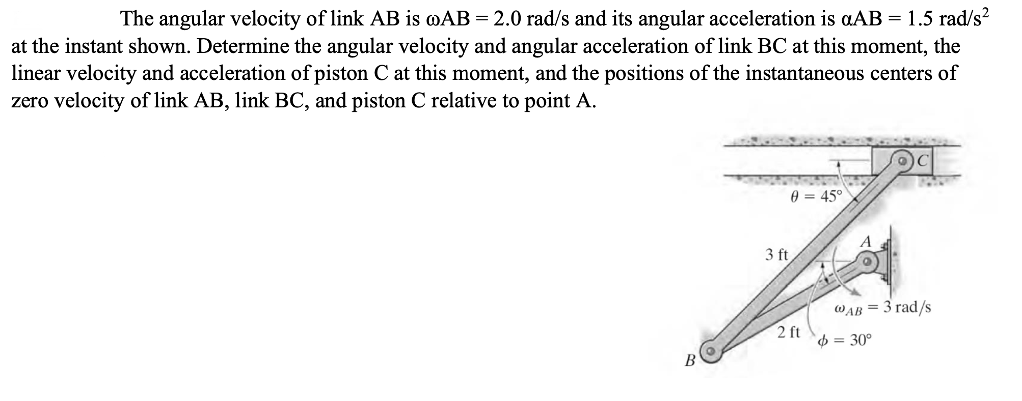 Solved The angular velocity of link AB is oAB = 2.0 rad/s | Chegg.com