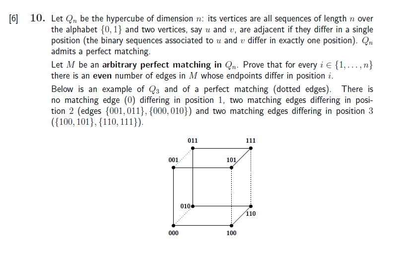 [6] 10. Let Qn be the hypercube of dimension n: its | Chegg.com