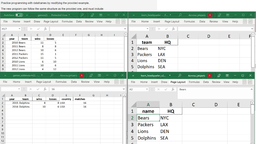 Practice programming with dataframes by modifying the | Chegg.com