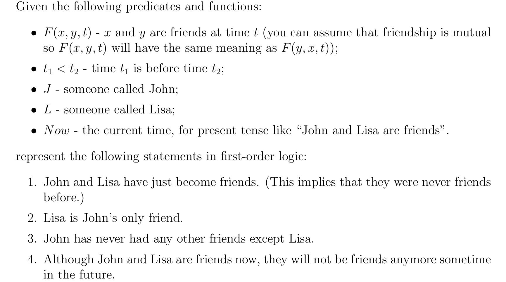Solved Given the following predicates and functions: F(x, | Chegg.com