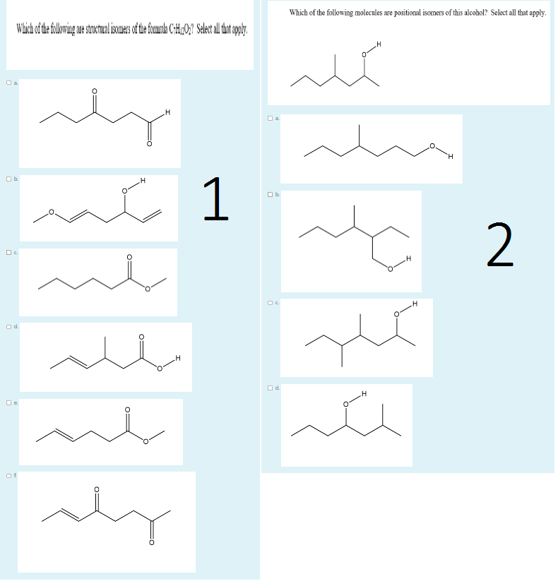 Solved Which of the following molecules are positional | Chegg.com