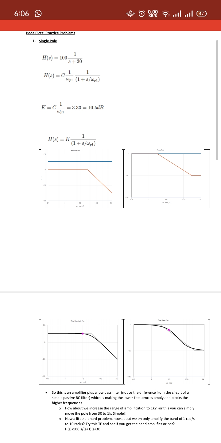 Solved 6:06 0.00 KB/S 47) آر. ال. ج Bode Plots: Practice | Chegg.com