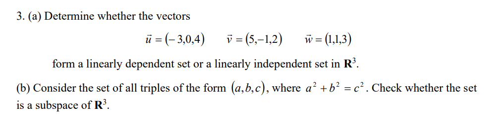 Solved 3. (a) Determine whether the vectors | Chegg.com