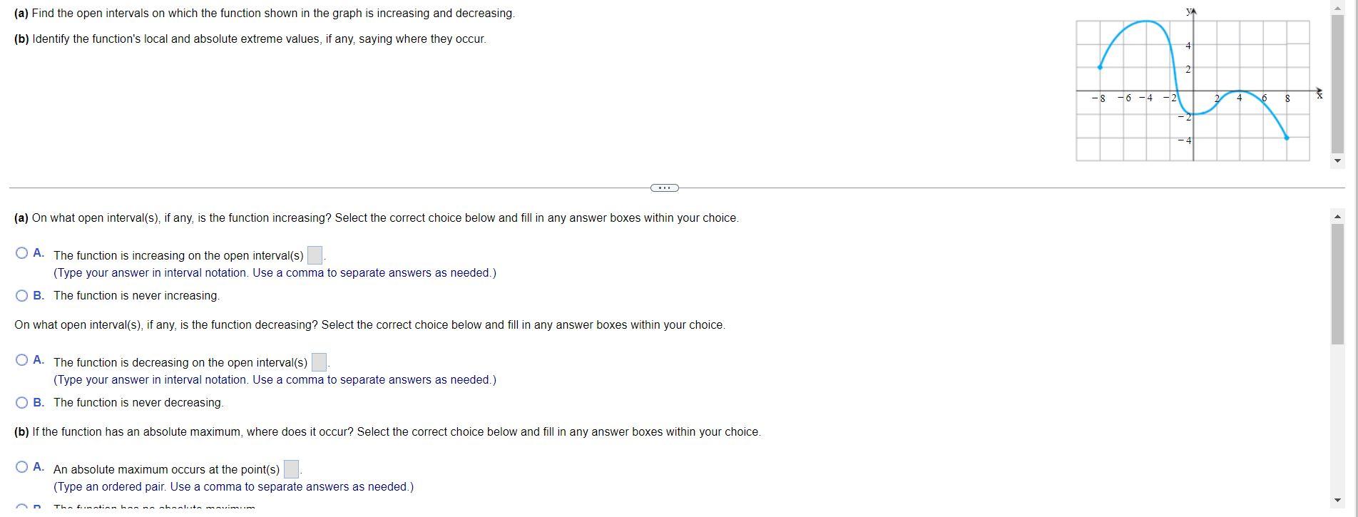 Solved The question also asks for local maximums and mininum | Chegg.com