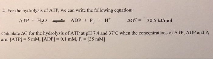 Hydrolysis Of Atp Equation