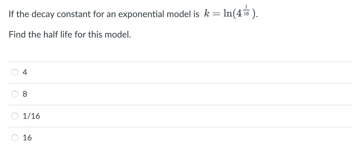 Solved If the decay constant for an exponential model is | Chegg.com