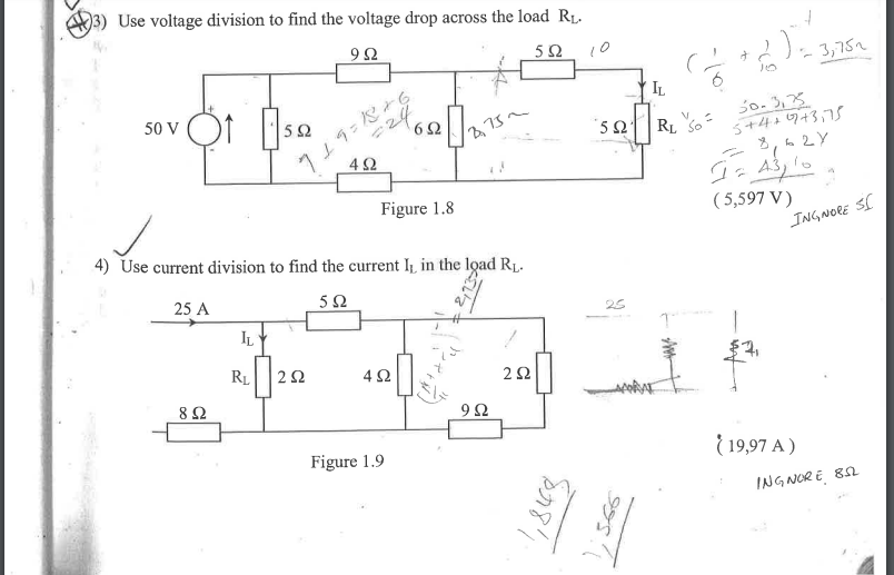Solved 3) Use voltage division to find the voltage drop | Chegg.com