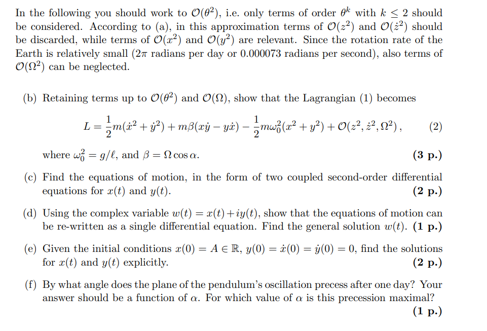 Solved Exercise 4 1 Rotating Reference Frames Foucault s Chegg