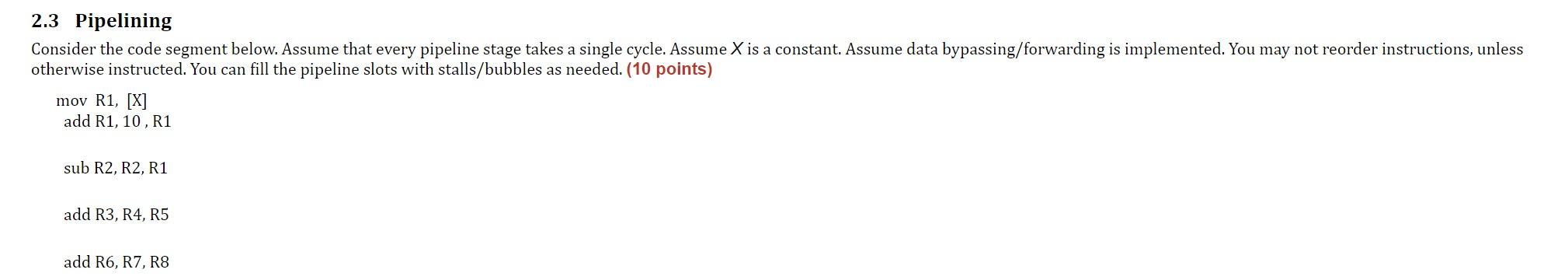Solved otherwise instructed. You can fill the pipeline slots | Chegg.com