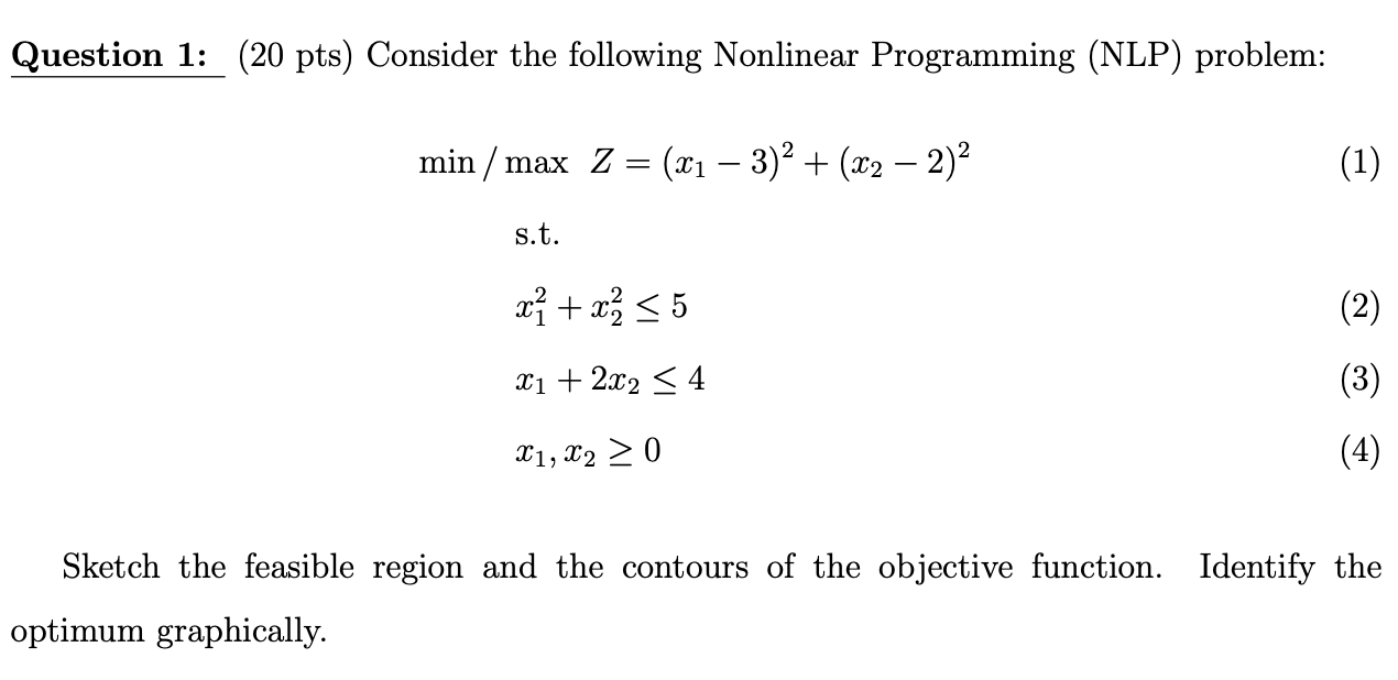 Question 1: (20 pts) Consider the following Nonlinear | Chegg.com