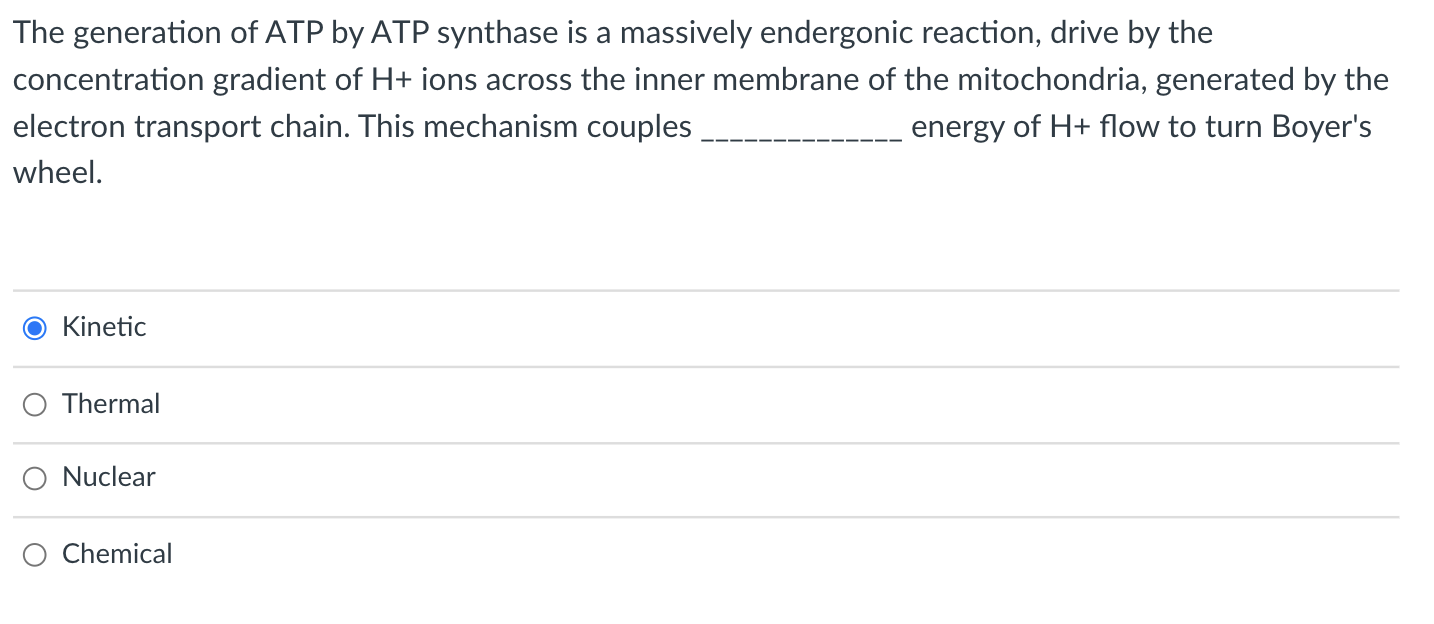 Solved The generation of ATP by ATP synthase is a massively | Chegg.com