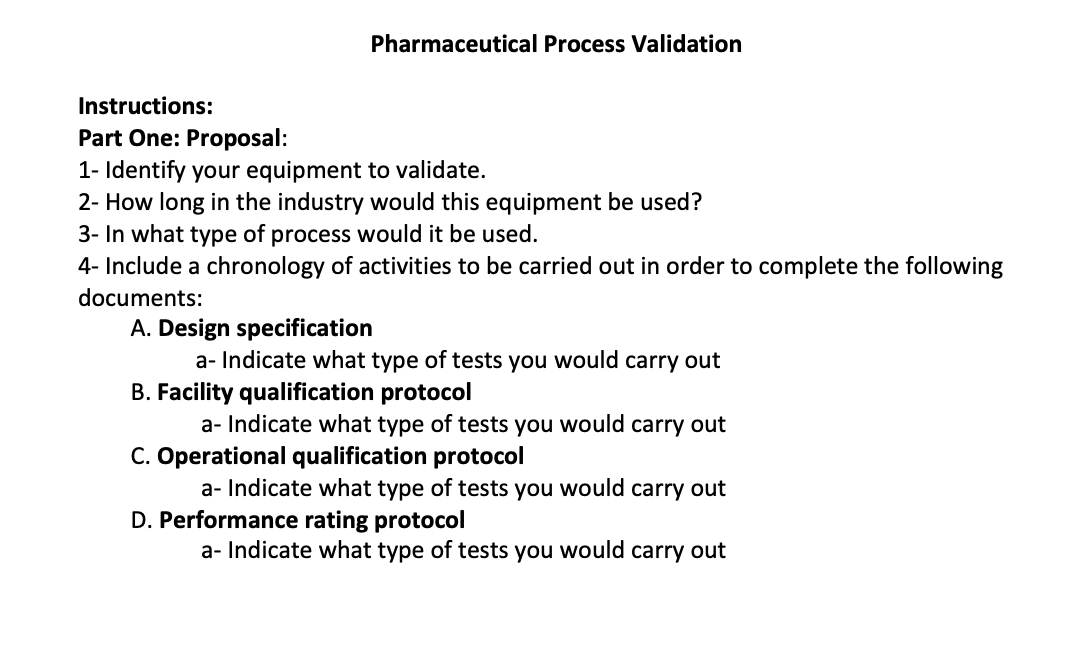 Pharmaceutical Process Validation Instructions Part Chegg