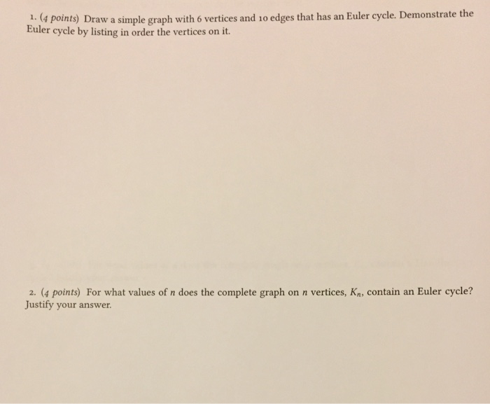 Solved 1. a points) Draw a simple graph with 6 vertices and | Chegg.com