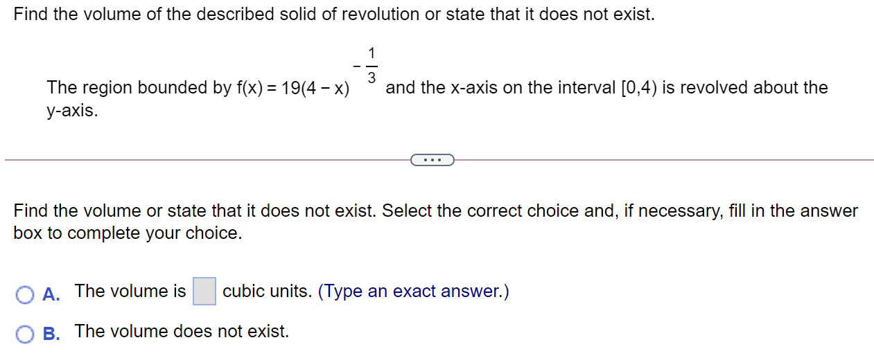 Solved Find the volume of the described solid of revolution | Chegg.com